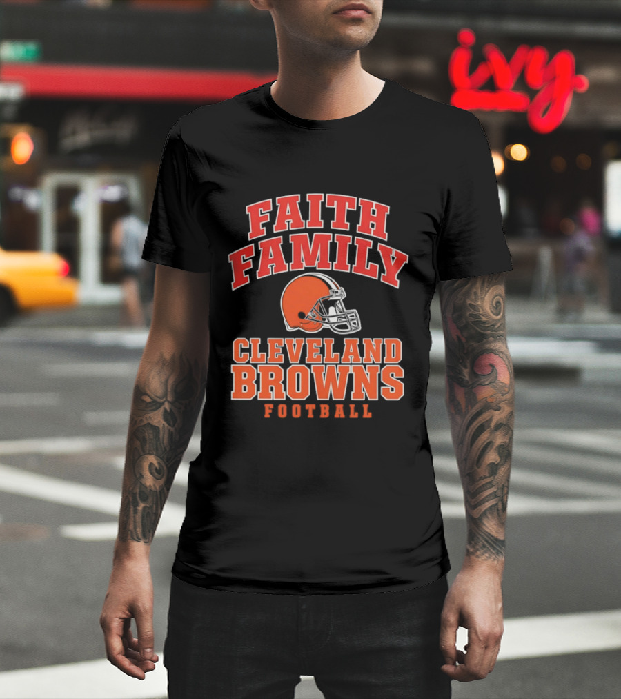 Faith Family Cleveland Browns Football Orange Helmet T-Shirt