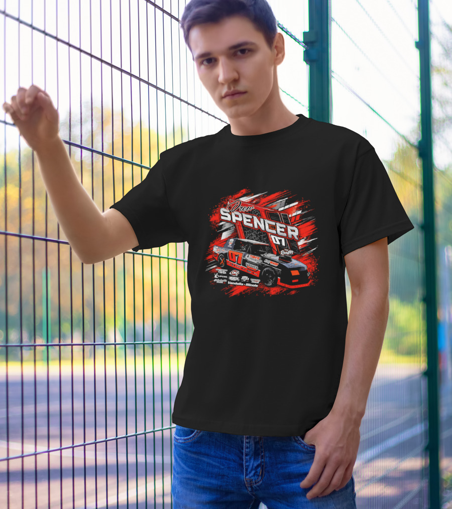 Drew Spencer 07 The Rooster Tom's Taxidermy Vandalia Illinois Racing Car T-Shirt
