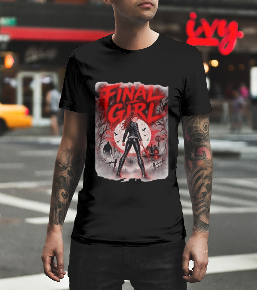 Final Girl Leather Jacket Bloody Bat Full Moon House T-Shirt