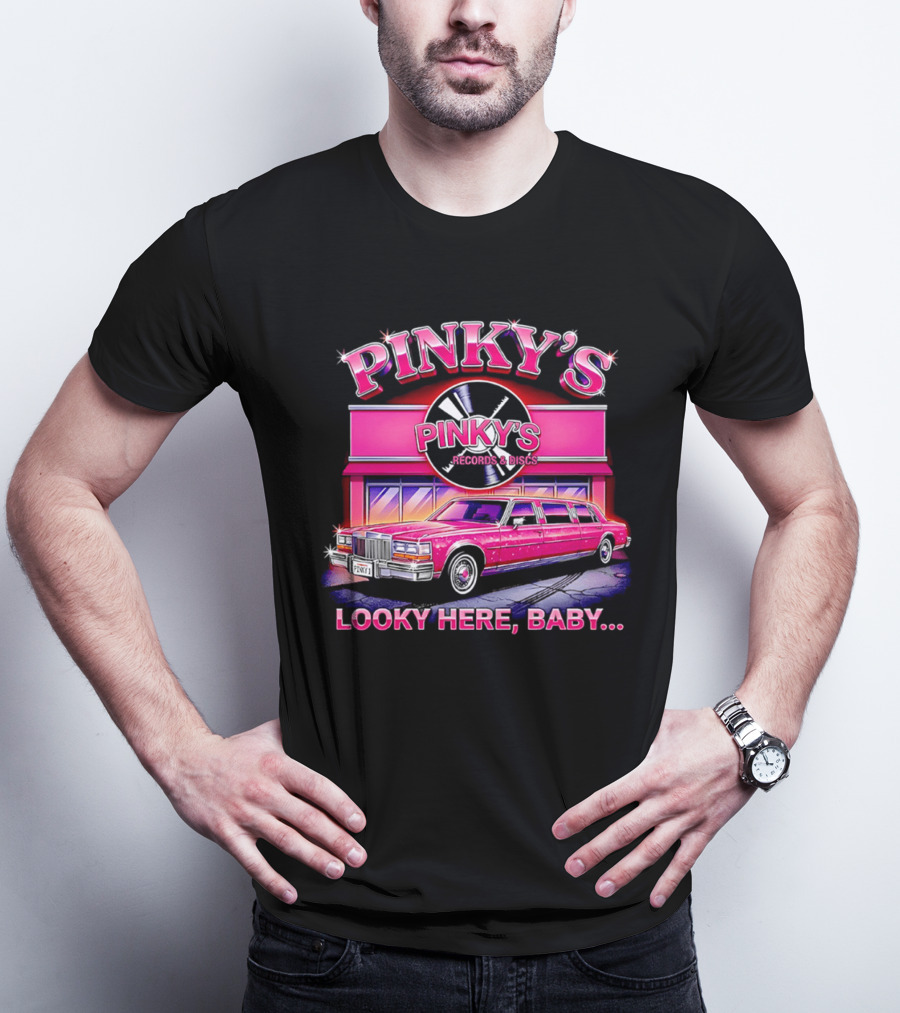 Pinky's Records And Discs Pink Limousine Looky Here Baby T-Shirt