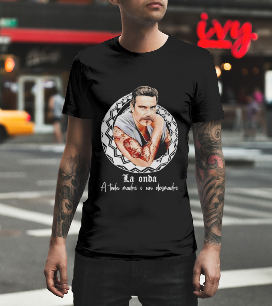 La Onda A Toda Madre O Un Desmadre Tattooed Man Mustache Geometric T-Shirt