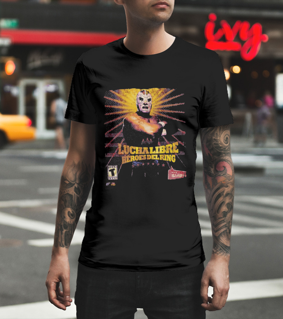 Lucha Libre Héroes Del Ring Masked Wrestler Starburst T-Shirt