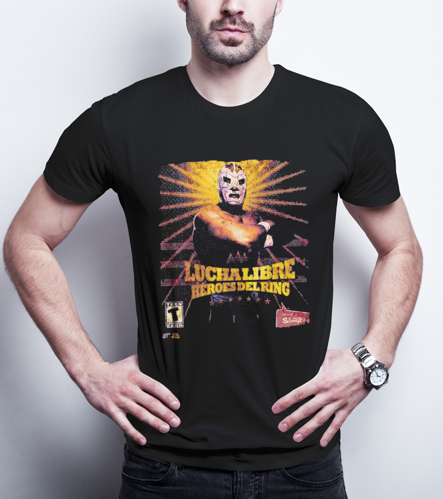Lucha Libre Héroes Del Ring Masked Wrestler Starburst T-Shirt