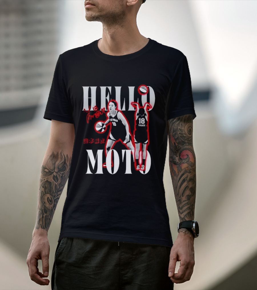Hello Moto Mai Yamamoto Basketball 18 Red Glow Dribbling Shooting T-Shirt