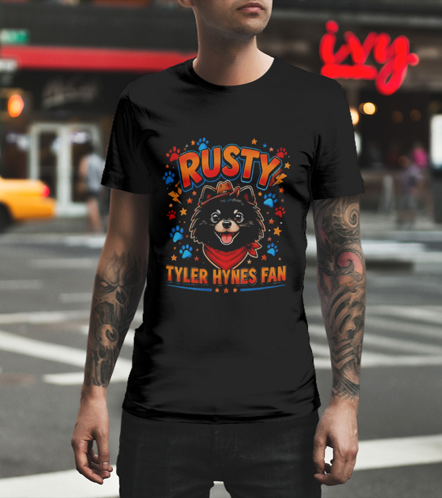 Rusty Tyler Hynes Fan Paw Stars Cowboy Hat Bandana T-Shirt