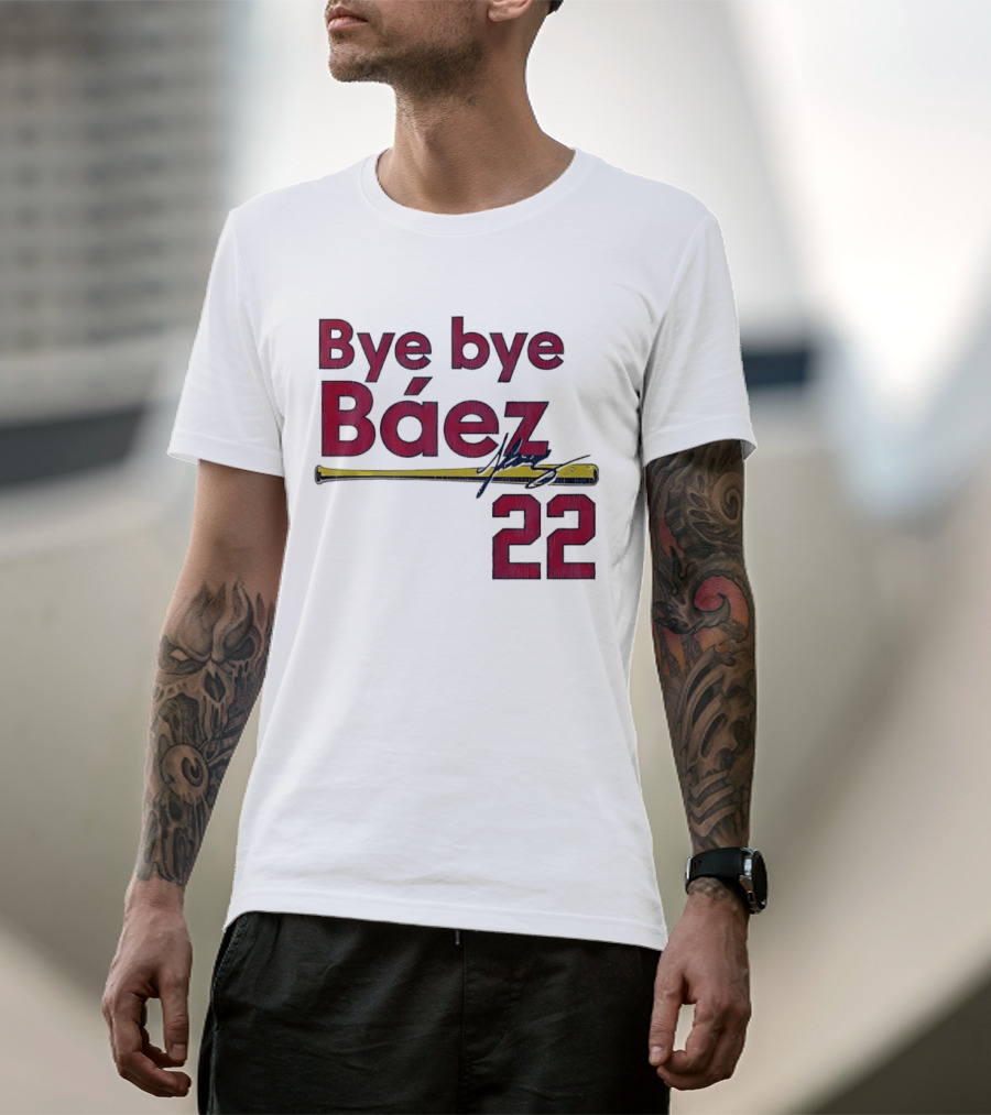 Bye Bye Báez 22 Yellow Gold Baseball Bat Player T-Shirt