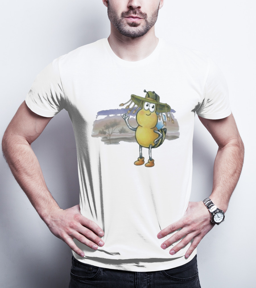 Drgluon Waving In The Outback With Bug Character In Sun Hat T-Shirt