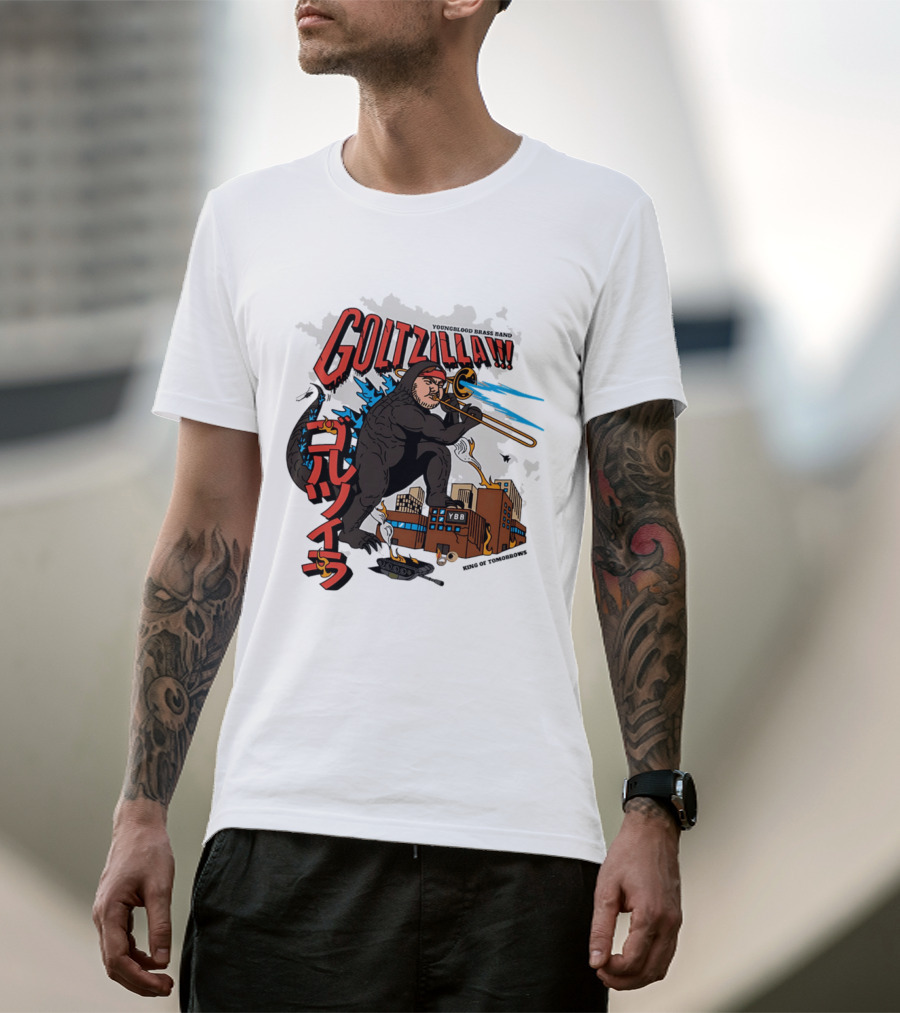 GOLTZILLA Youngblood Brass Band King Of Tomorrows Trombone Rampage Japan YBB T-Shirt
