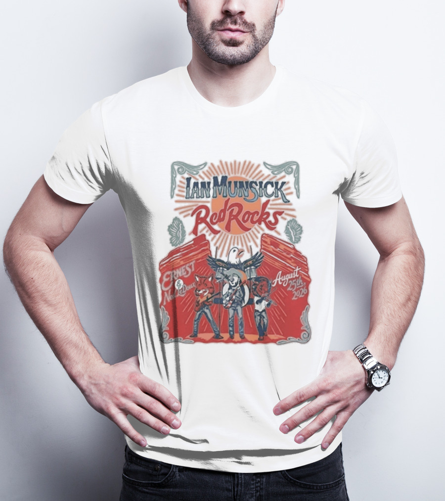 Ian Munsick Red Rocks Morrison CO 08 25 2026 Live Tour Featuring Ernest Neon Dreams T-Shirt