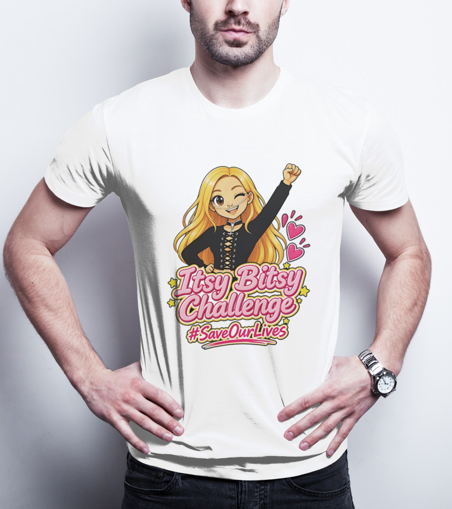Itsy Bitsy Challenge SaveOurLives With Animated Character And Hearts T-Shirt