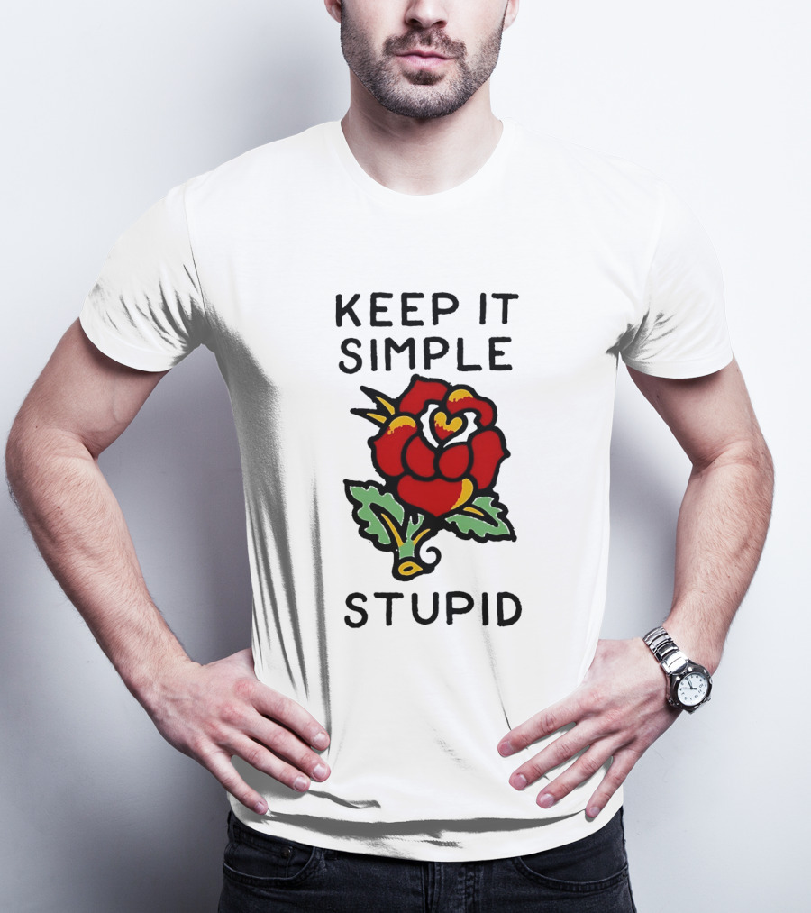Keep It Simple Stupid Red Rose Kiss Minimalist T-Shirt