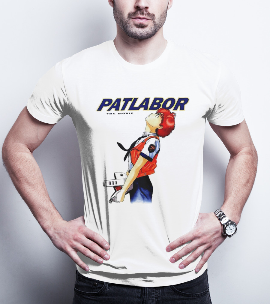 Patlabor The Movie Anime Girl Holding Helmet Looking Up T-Shirt