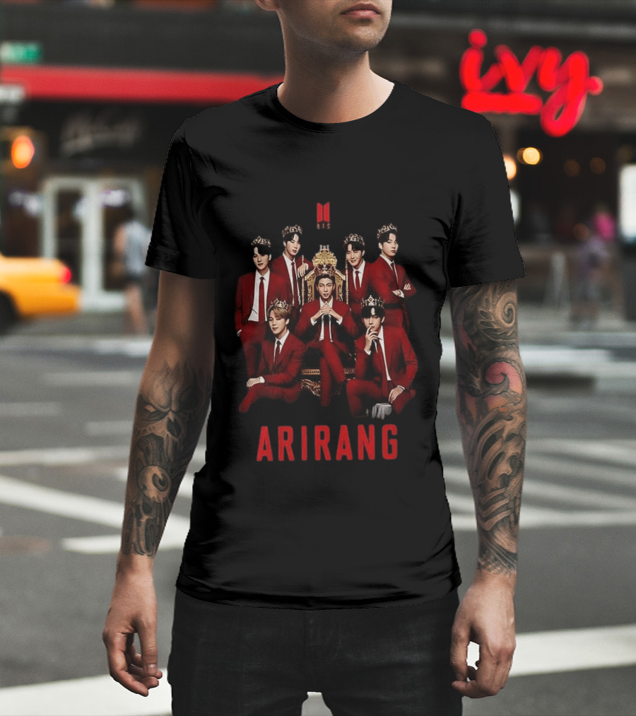 BTS World Tour 2026 Arirang Red Suits And Crowns T-Shirt
