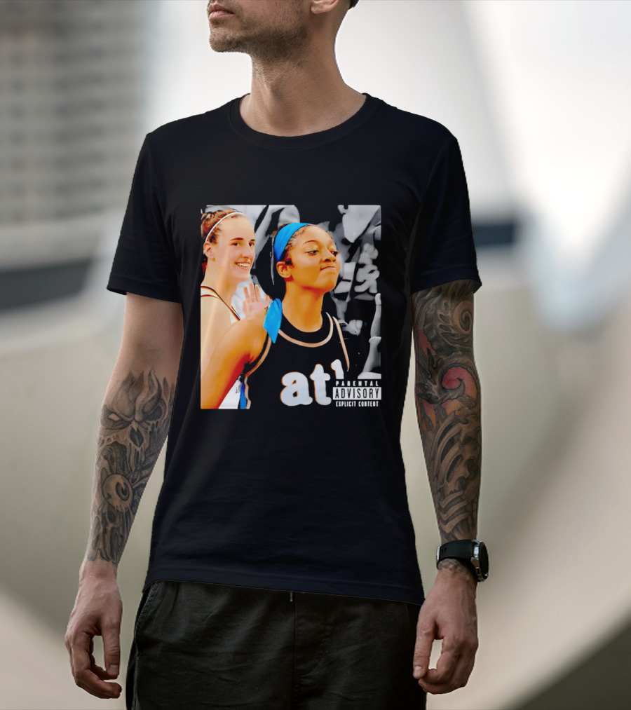 Caitlin Clark Angel Reese Memorable Moment Parental Advisory Explicit Content T-Shirt