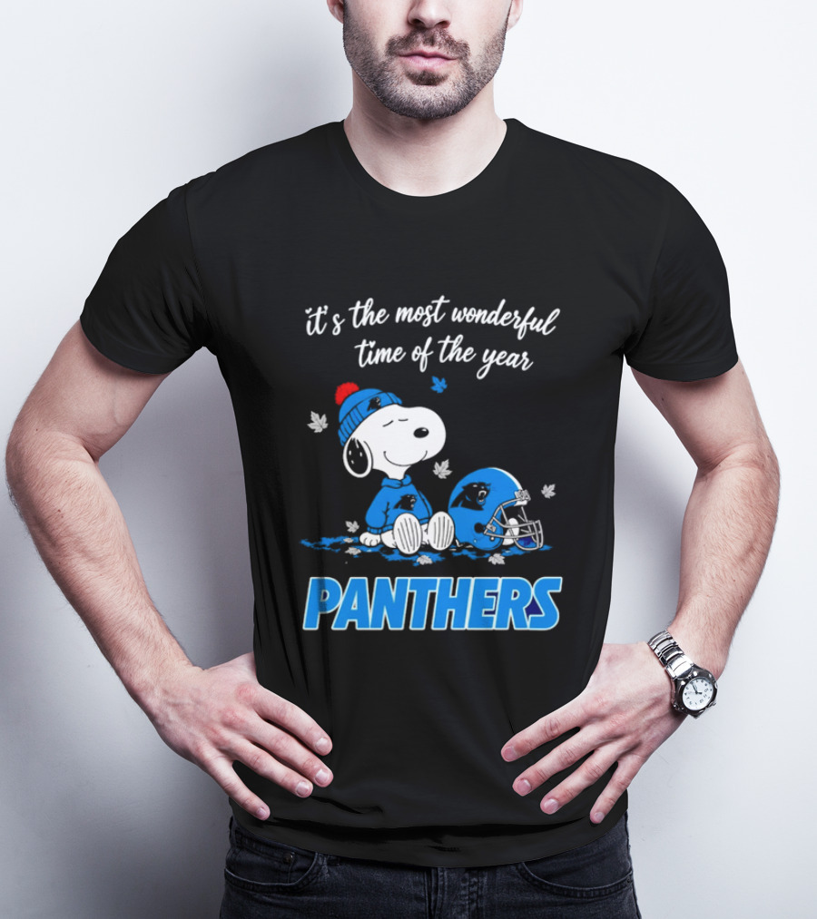 Panthers It's The Most Wonderful Time Of The Year Cartoon Snoopy Beanie Helmet T-Shirt