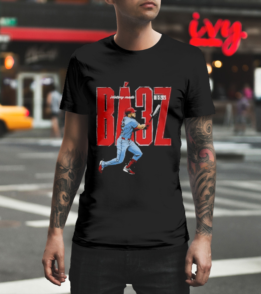 History Made Baez 08 15 2026 Baseball Player Swinging Bat Sketch T-Shirt