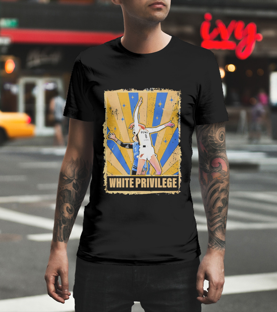 Indiana Fever WNBA White Privilege Basketball Players Foul Distressed Sunburst Stars T-Shirt