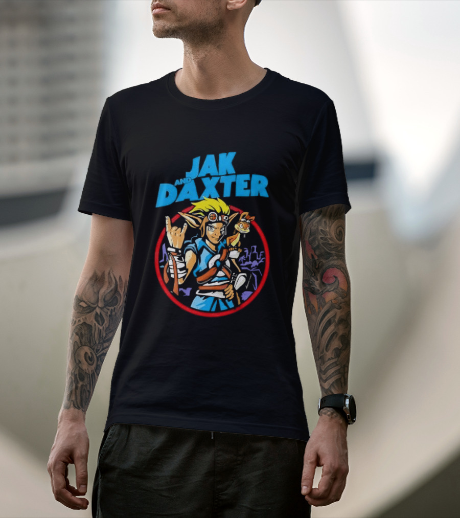 Jak And Daxter Cartoon Hero With Goggles In Red Circle T-Shirt