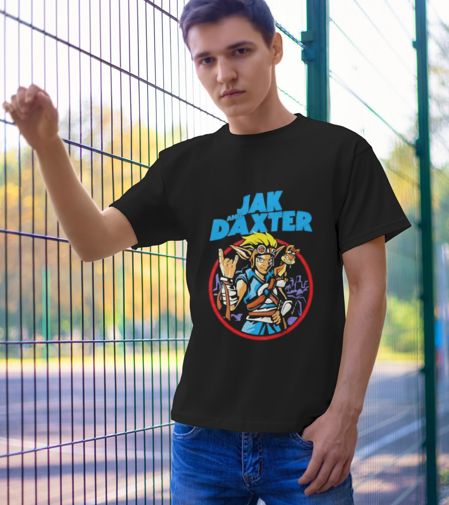 Jak And Daxter Cartoon Hero With Goggles In Red Circle T-Shirt