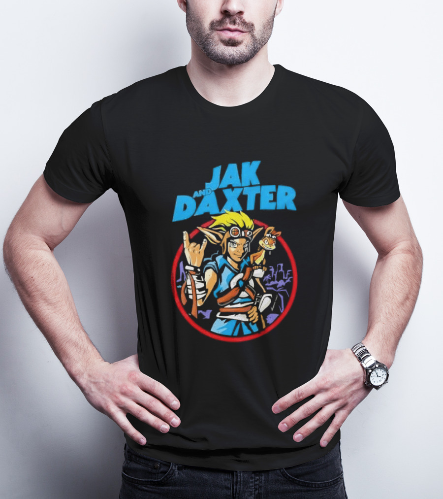 Jak And Daxter Cartoon Hero With Goggles In Red Circle T-Shirt