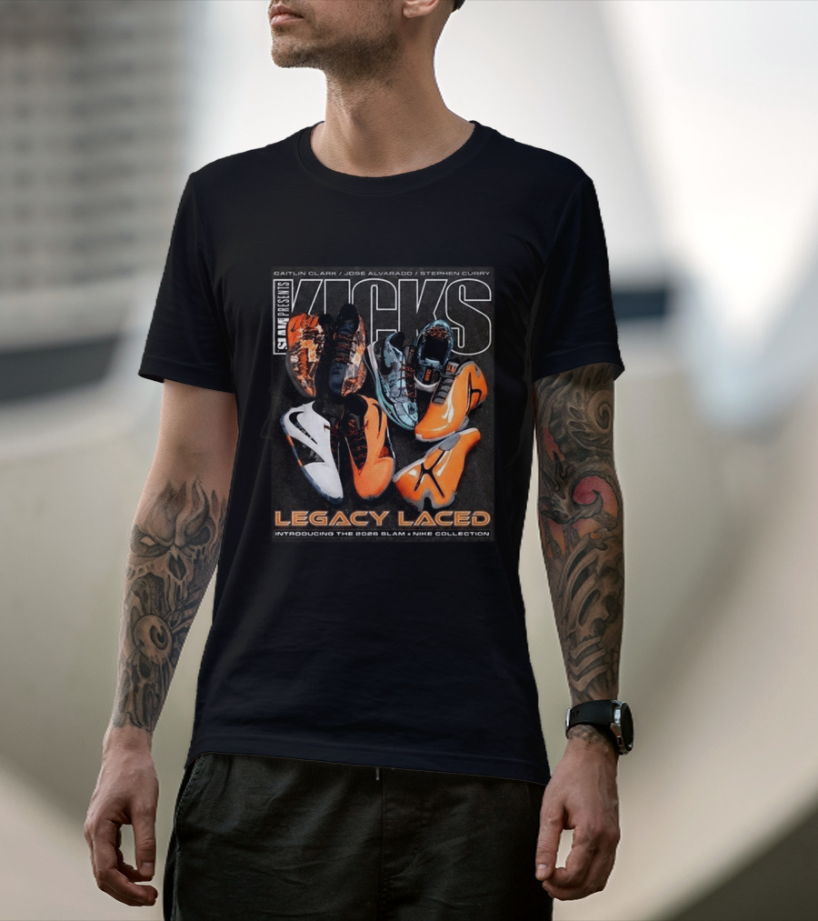 SLAM Presents KICKS Legacy Laced 2026 Introducing Caitlin Clark José Alvarado Stephen Curry Nike Collection T-Shirt