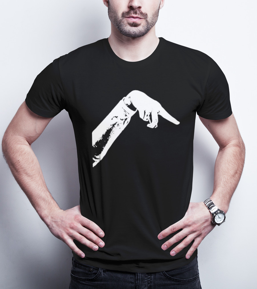 Monochrome Pointing Hand Sleeve Downward T-Shirt
