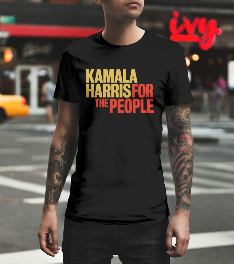 Kamala Harris For The People Text Classic Bold Yellow And Red T-Shirt