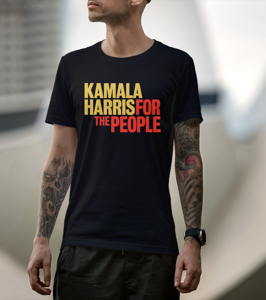 Kamala Harris For The People Text Classic Bold Yellow And Red T-Shirt