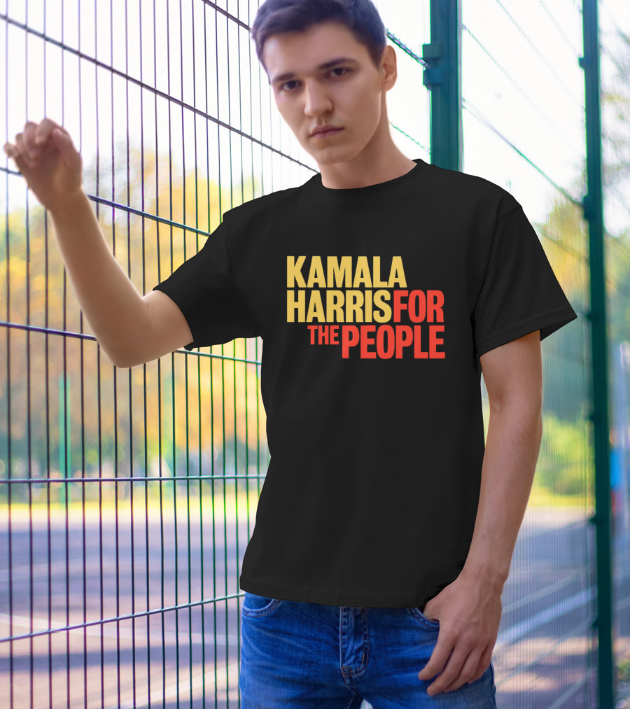 Kamala Harris For The People Text Classic Bold Yellow And Red T-Shirt