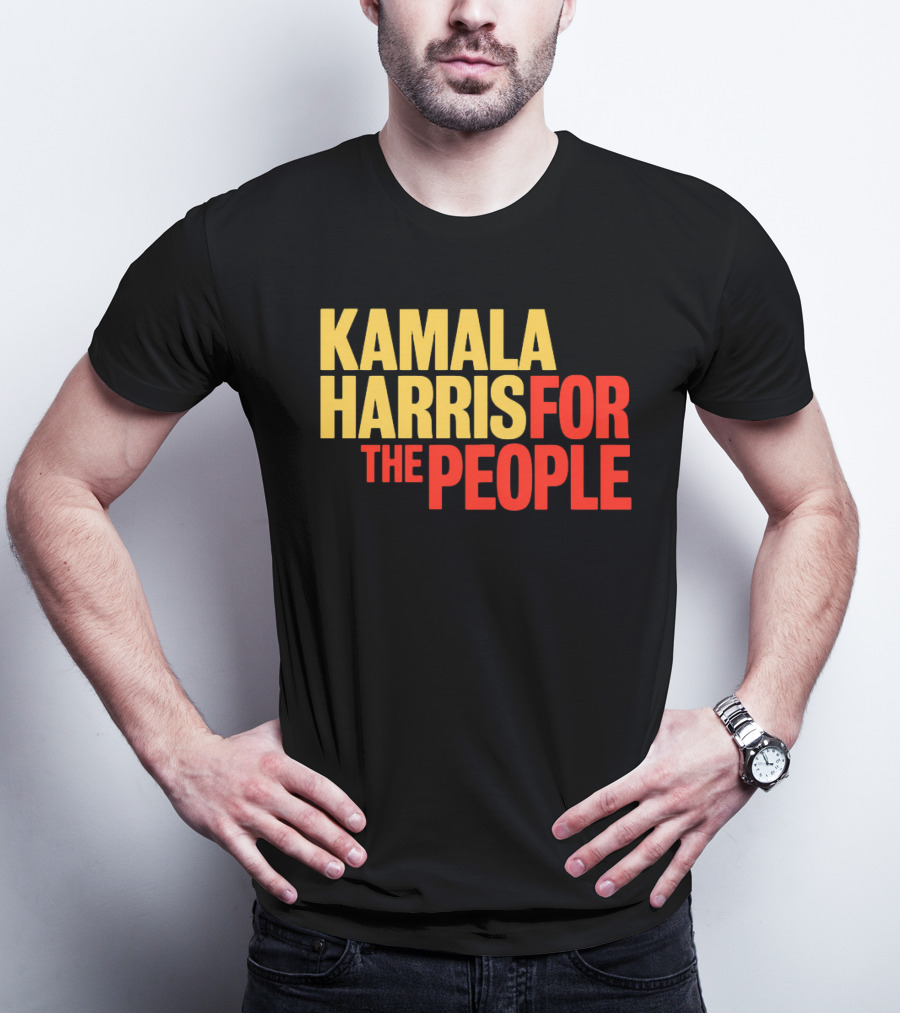 Kamala Harris For The People Text Classic Bold Yellow And Red T-Shirt