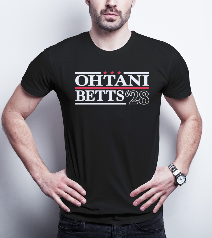Ohtani Betts 28 Three Stars Red Stripes Political Campaign T-Shirt