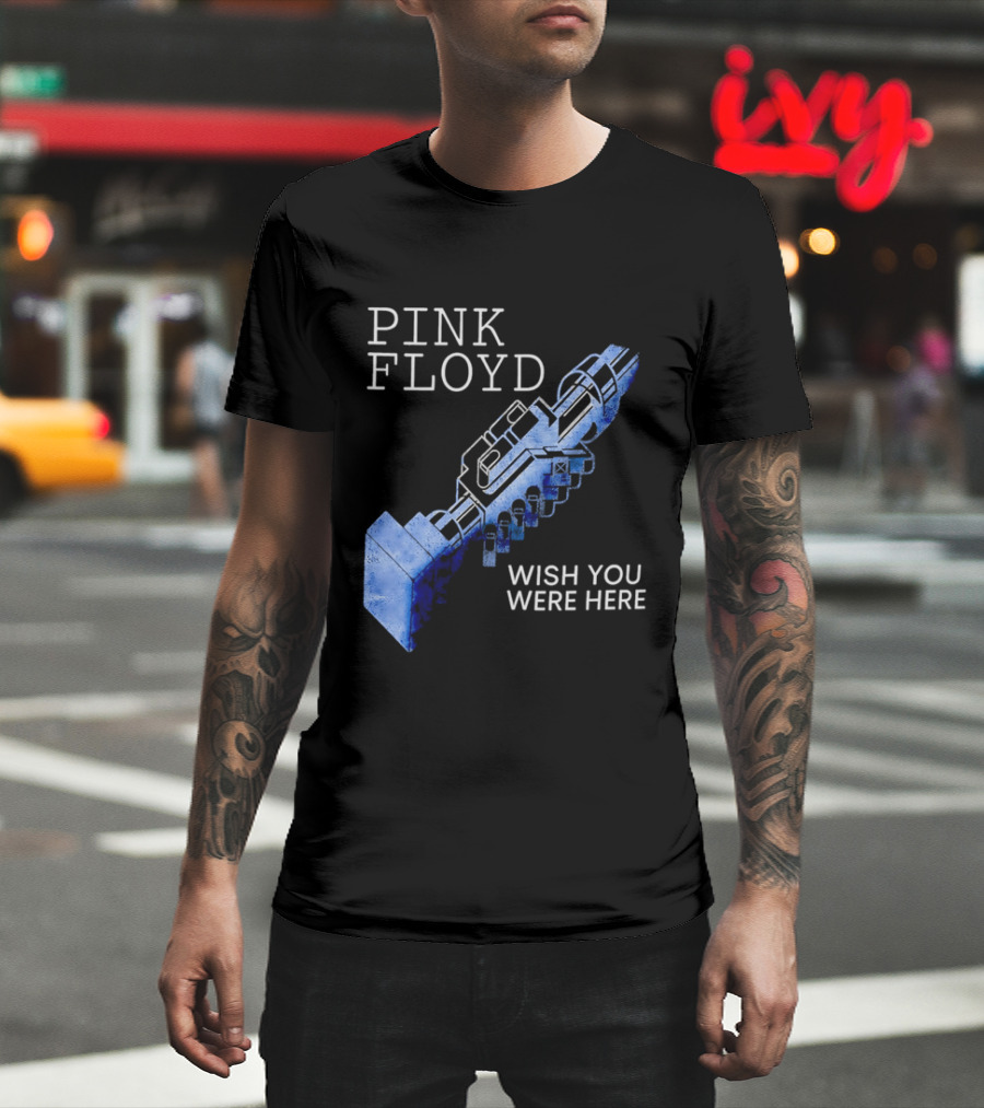 Pink Floyd Wish You Were Here Blue Mechanical Robot Handshake T-Shirt
