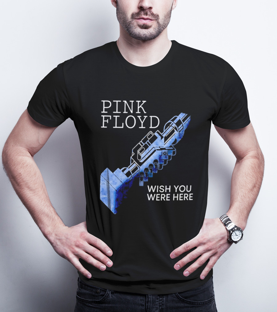 Pink Floyd Wish You Were Here Blue Mechanical Robot Handshake T-Shirt