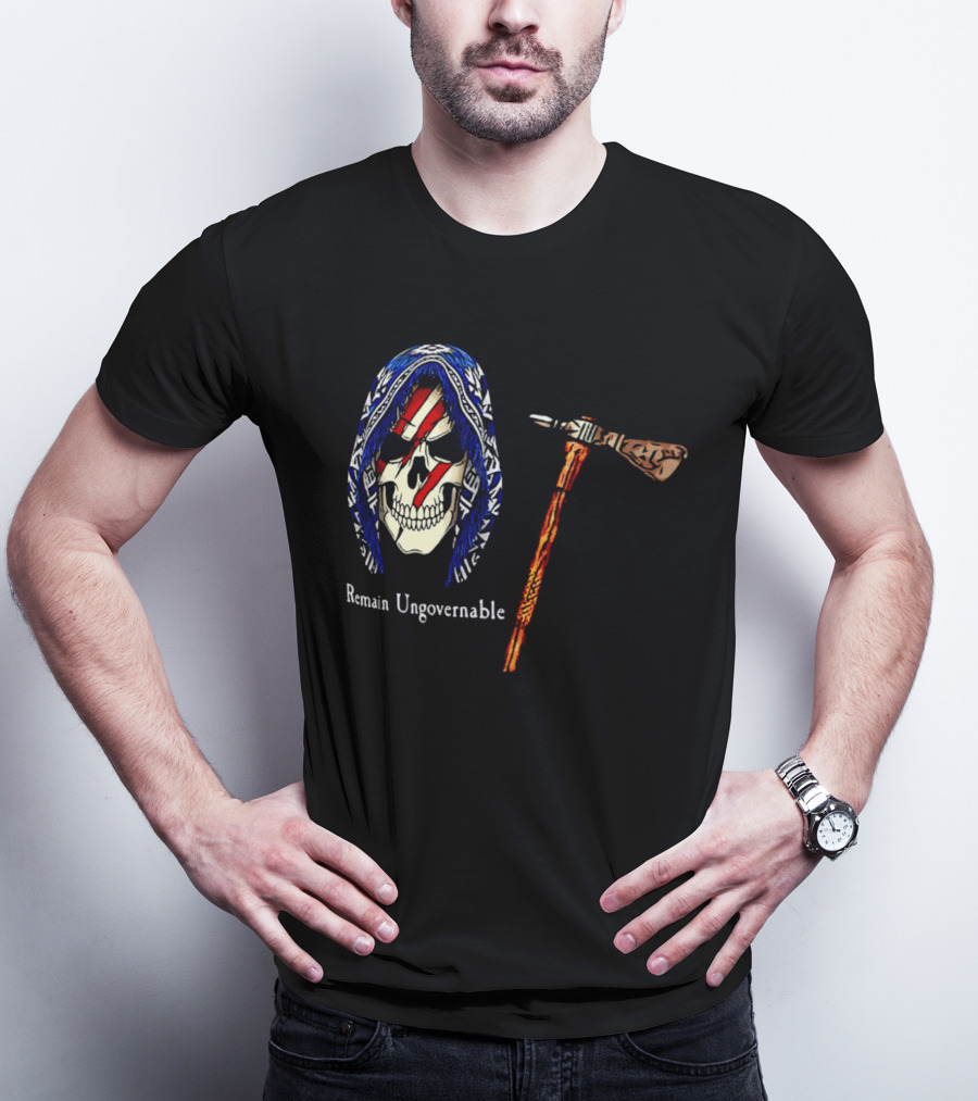 Remain Ungovernable Hooded Skull With Hammer Anti Authority T-Shirt