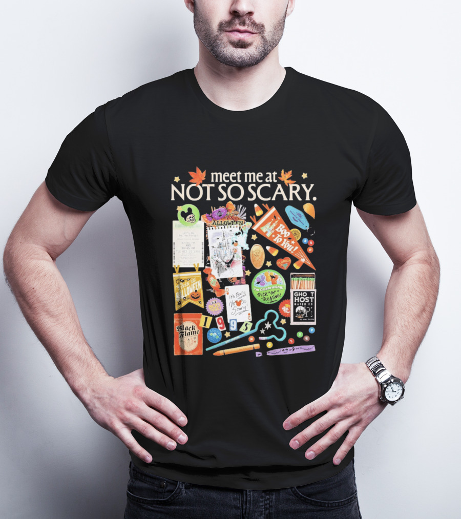 Meet Me At Not So Scary Boo To You Disney Halloween Trick Or Treating Black Flame Candle Halloween Party T-Shirt
