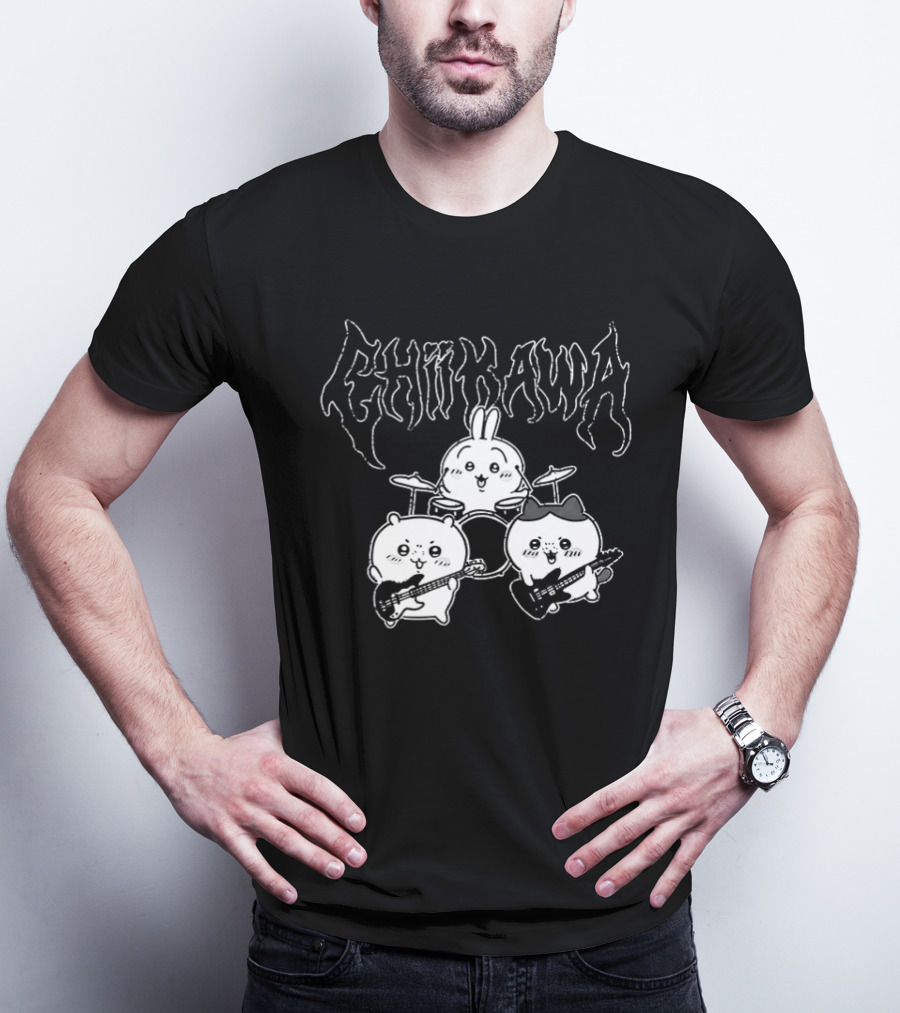 Chiikawa Kawaii Metal Band Characters With Instruments T-Shirt