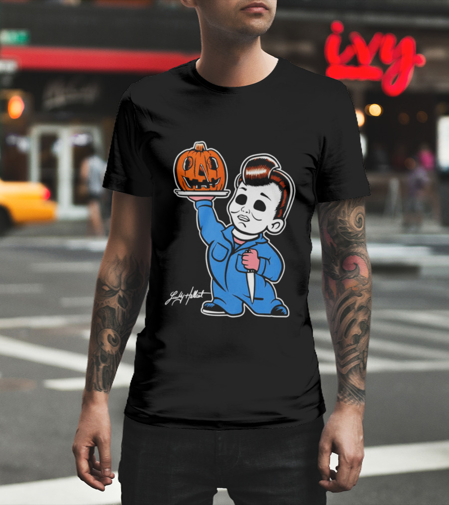 Michael Myers Big Boy Halloween Pumpkin Knife T-Shirt