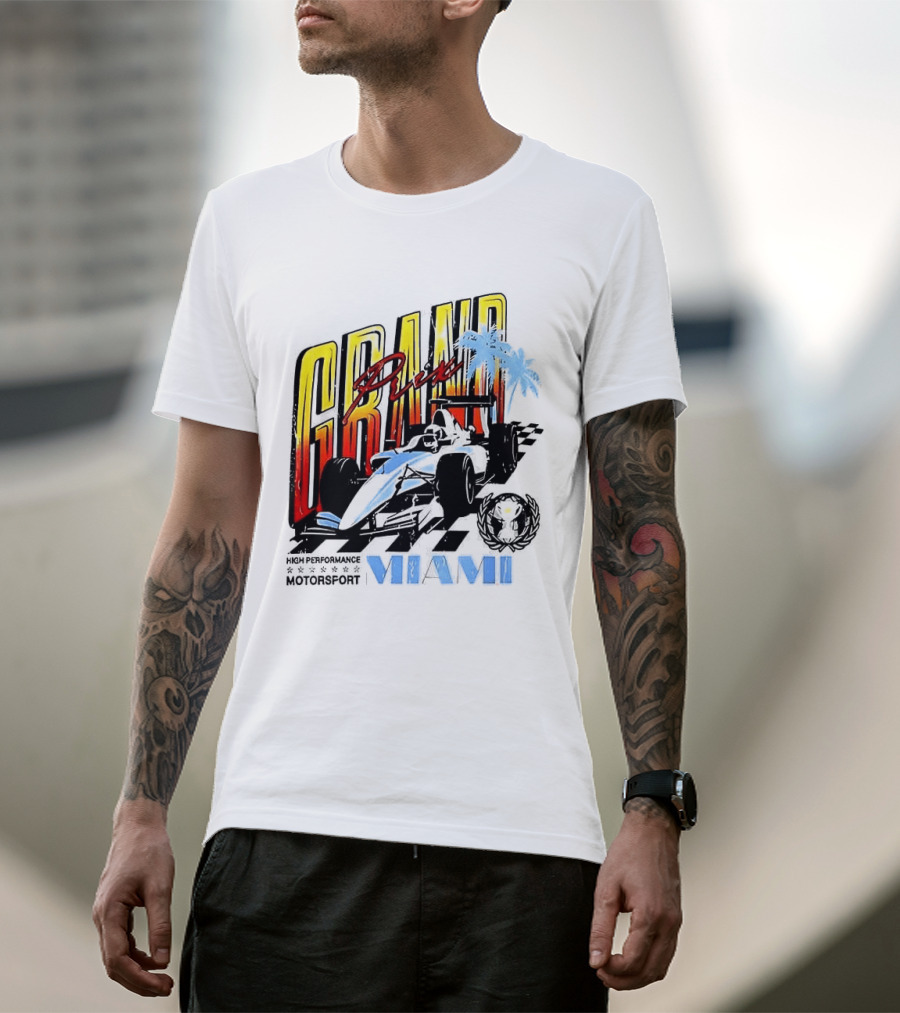 Chicago Bears Grand Prix Motorsport Miami Racing Car T-Shirt