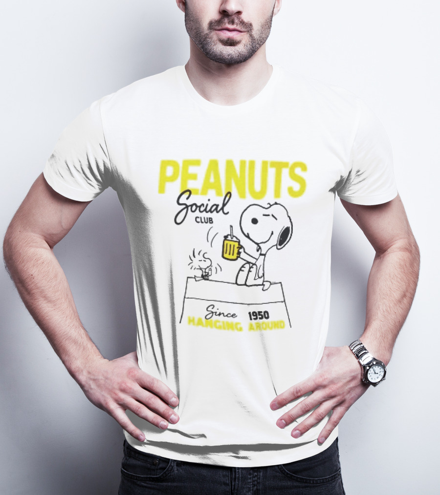 Peanuts Social Club Since 1950 Hanging Around Snoopy Woodstock T-Shirt
