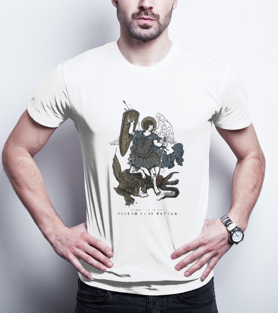 Saint Mxxxxxx Archangel Michael Defend Us In Battle Medieval Angelic Warrior T-Shirt