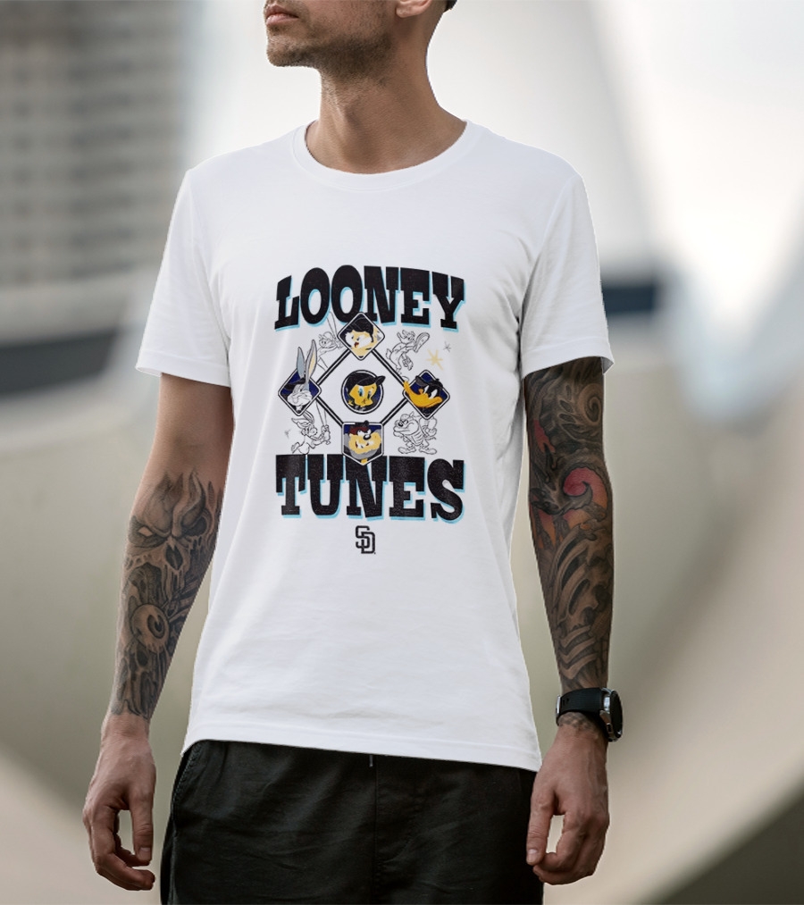 San Diego Padres New Era Looney Tunes MLB Cream Characters T-Shirt