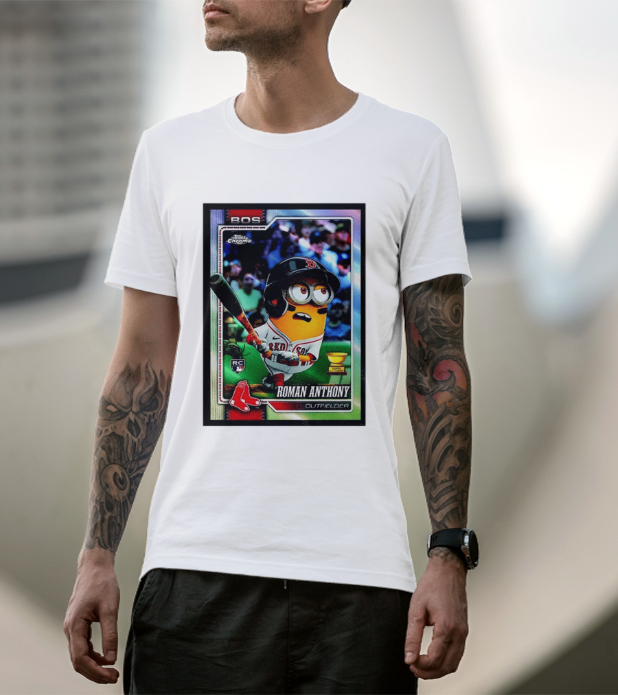 Minions Boston Red Sox Roman Anthony 2025 Topps Chrome Baseball Card T-Shirt