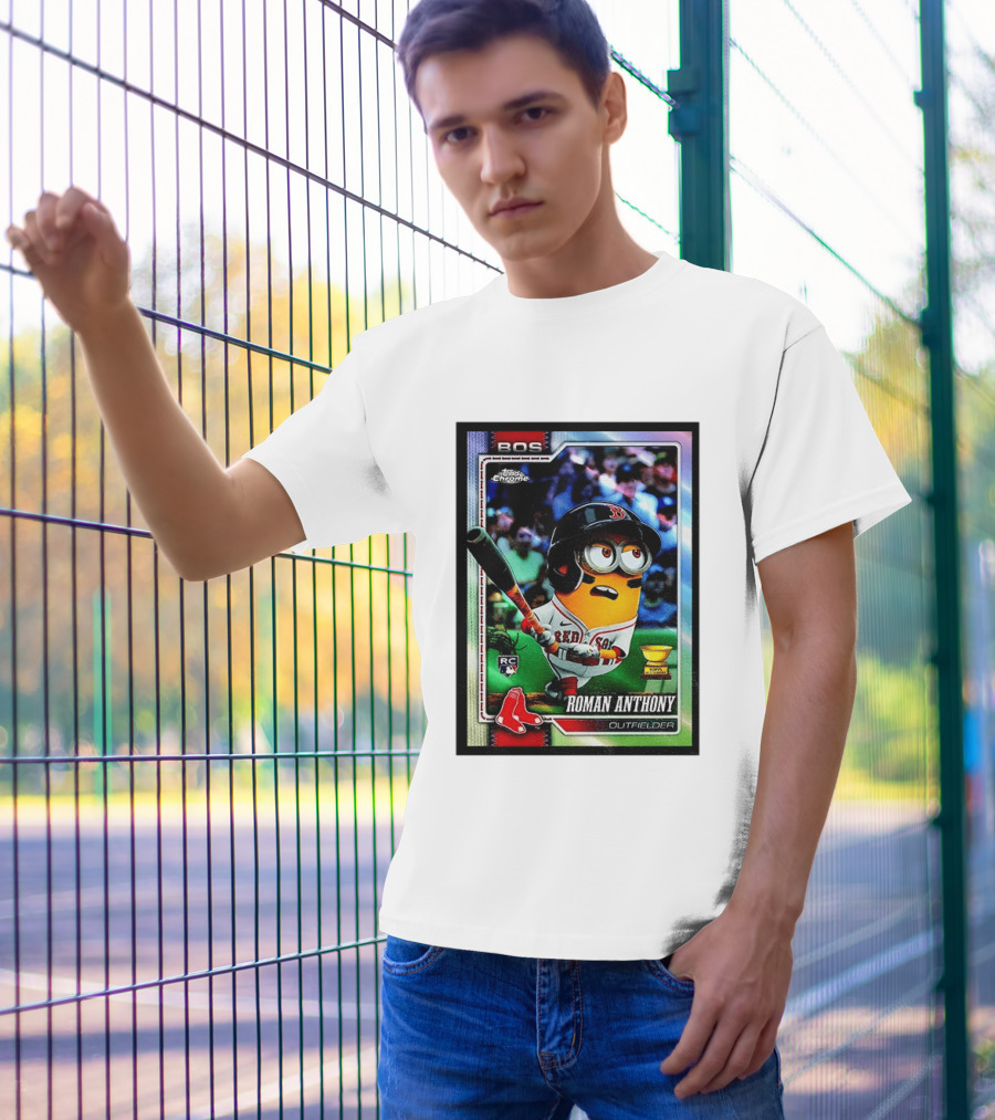 Minions Boston Red Sox Roman Anthony 2025 Topps Chrome Baseball Card T-Shirt
