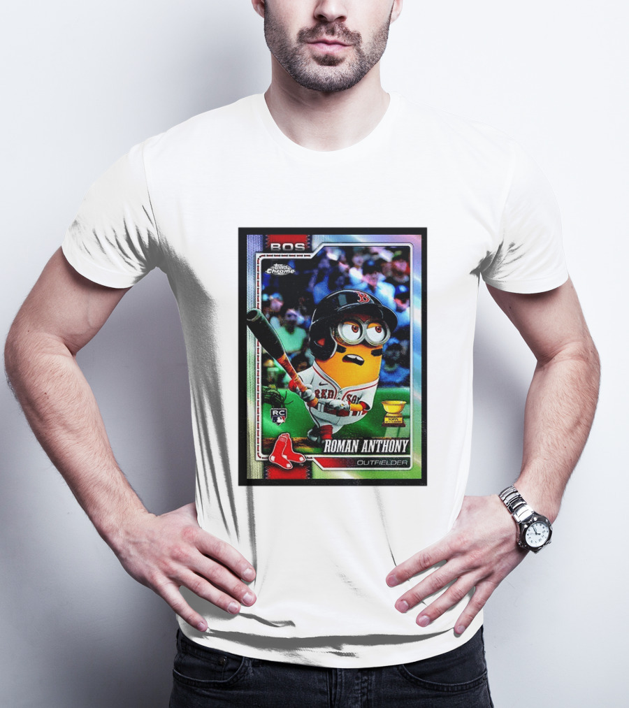Minions Boston Red Sox Roman Anthony 2025 Topps Chrome Baseball Card T-Shirt