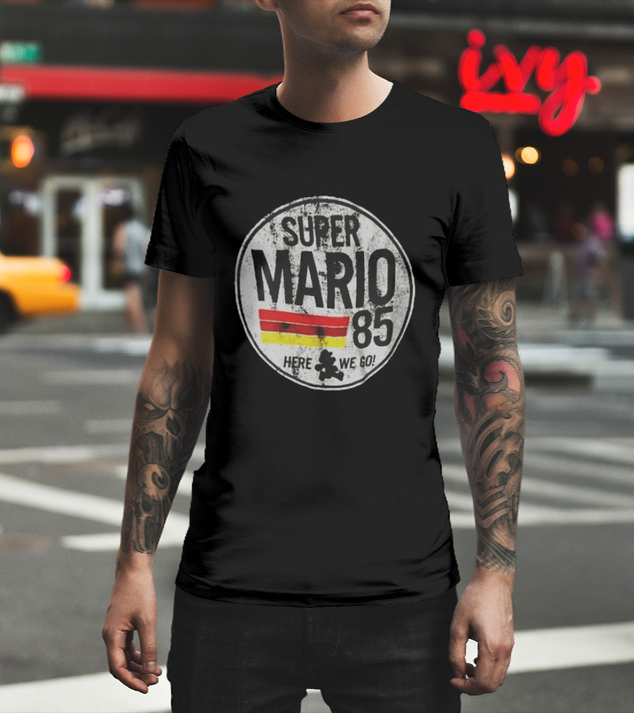 Super Mario 85 Here We Go Vintage Circle T-Shirt