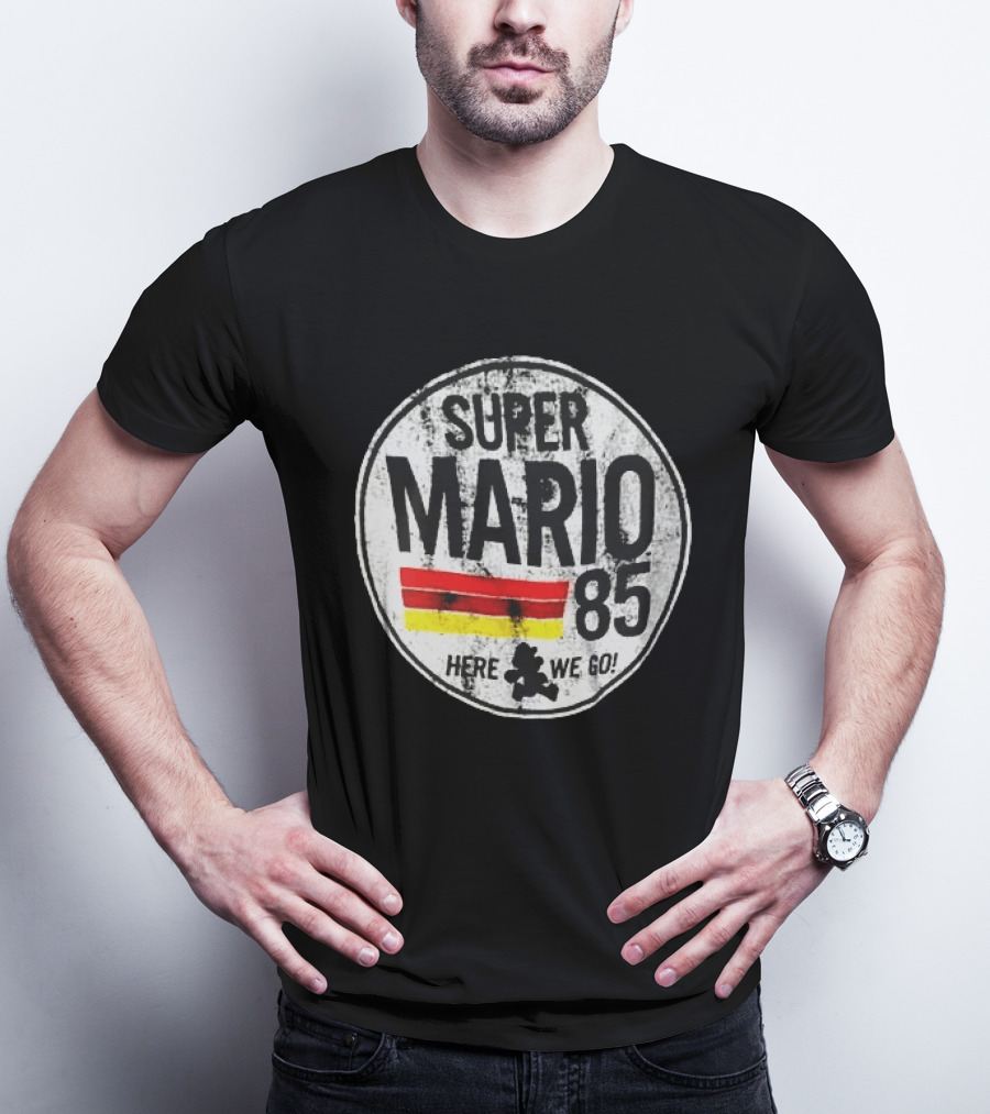 Super Mario 85 Here We Go Vintage Circle T-Shirt