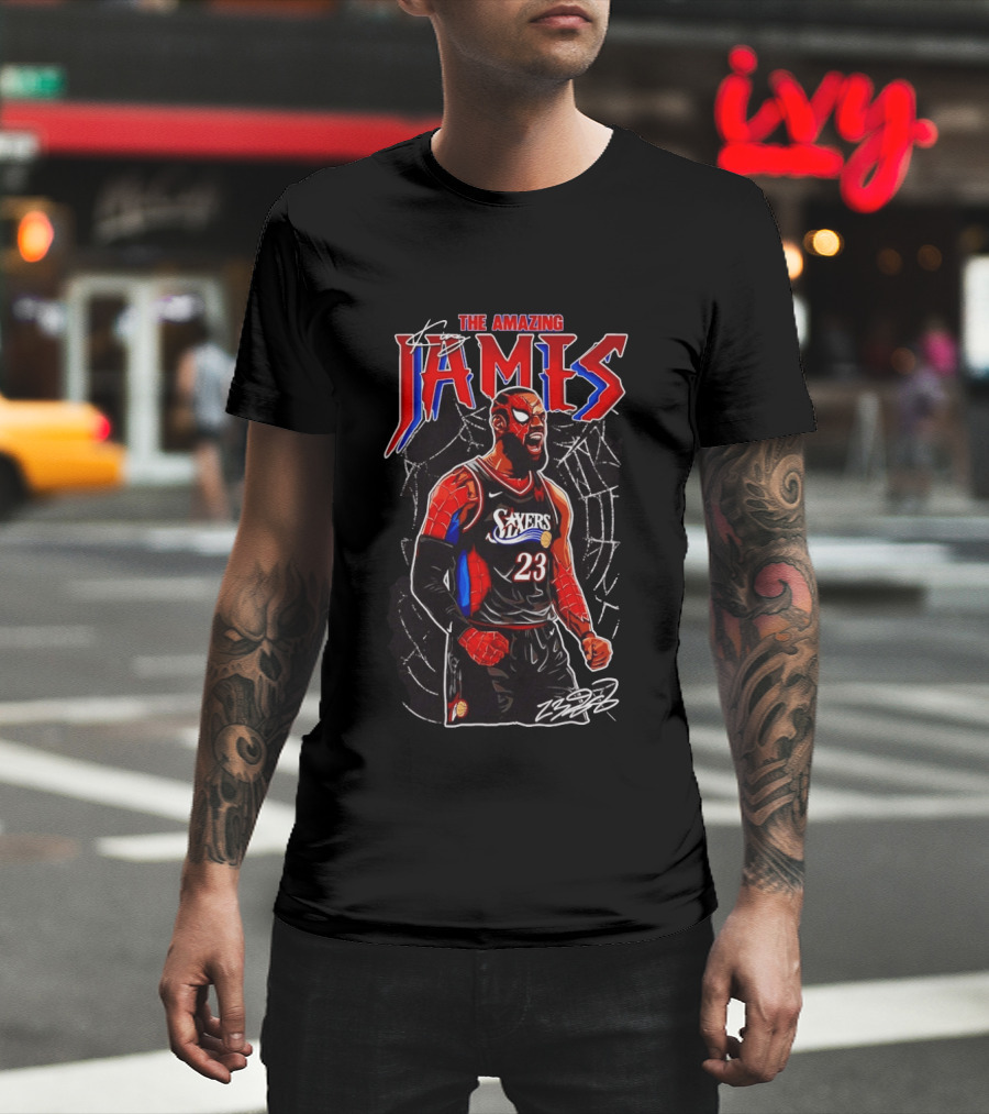The Amazing LeBron James Spider Man 76ers NBA Crossover Comic T-Shirt