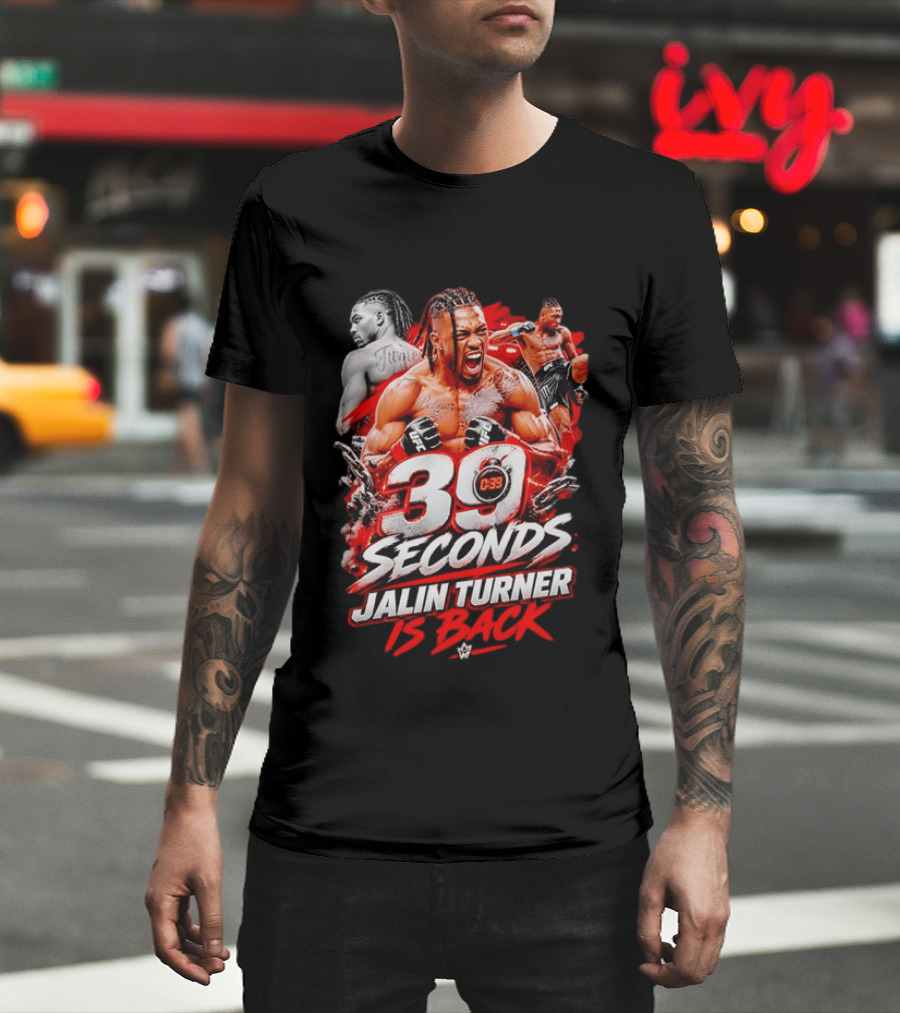39 Seconds Jalin Turner UFC Fighter Photo Collage Red Glow Is Back T-Shirt