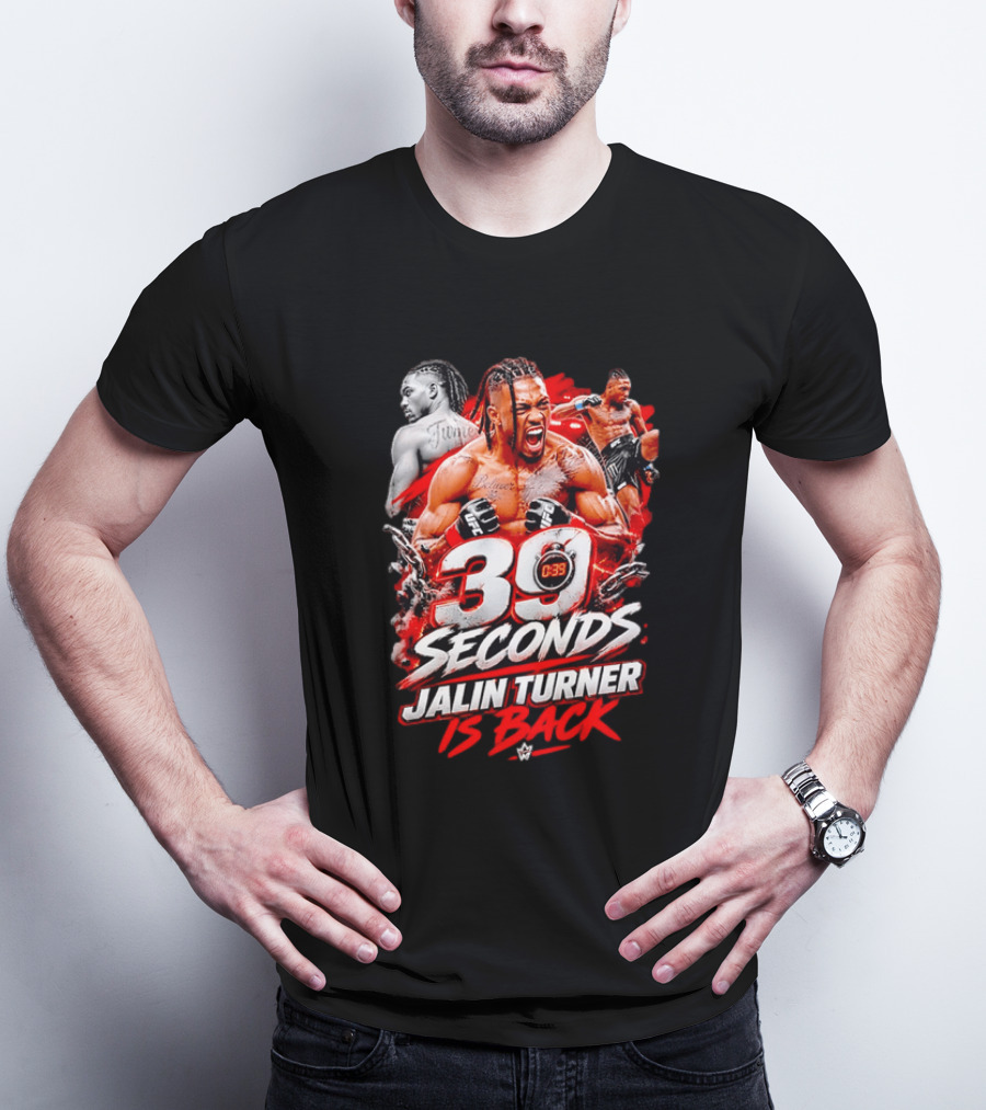 39 Seconds Jalin Turner UFC Fighter Photo Collage Red Glow Is Back T-Shirt