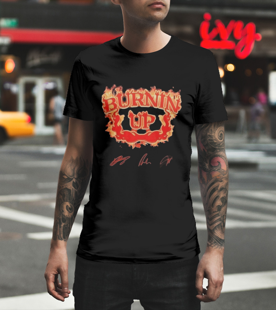 Jonas Brothers Burnin Up Tour Fiery Red Flame Letters T-Shirt